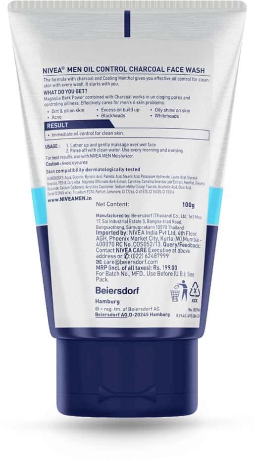 Buy NIVEA OIL CONTROL CHARCOAL FACE WASH - 100 G Online & Get Upto 60% ...