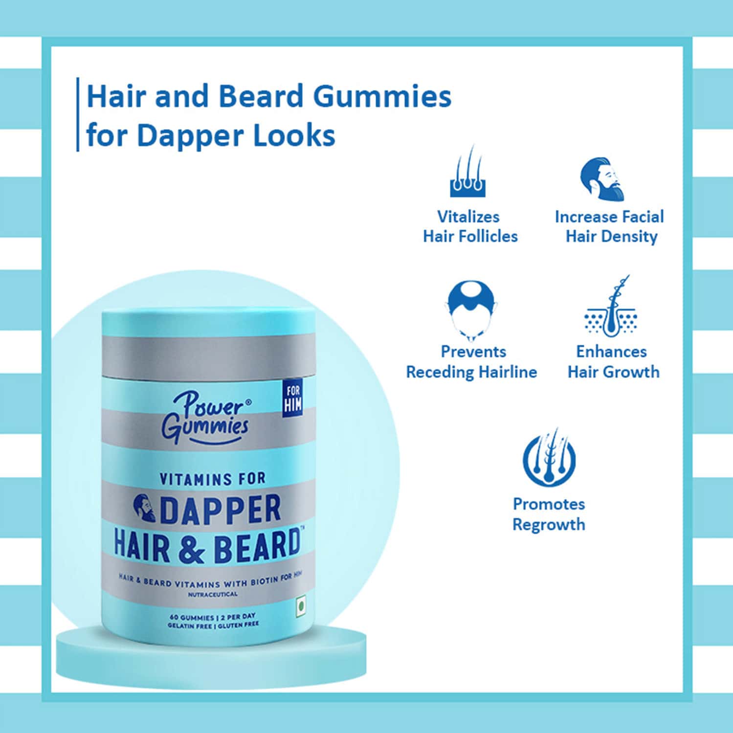 Buy POWER GUMMIES DAPPER HAIR & BEARD - 60 GUMMIES Online & Get Upto 60% OFF at PharmEasy
