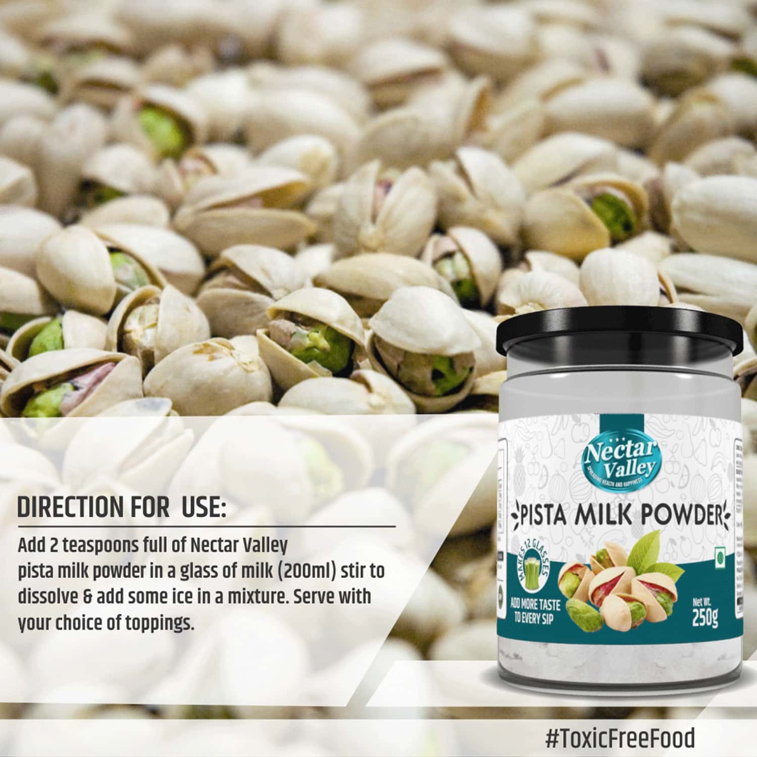 Buy NECTAR VALLEY PISTA MILKSHAKE POWDER NO REFINED SUGAR ADDED | MAKES ...