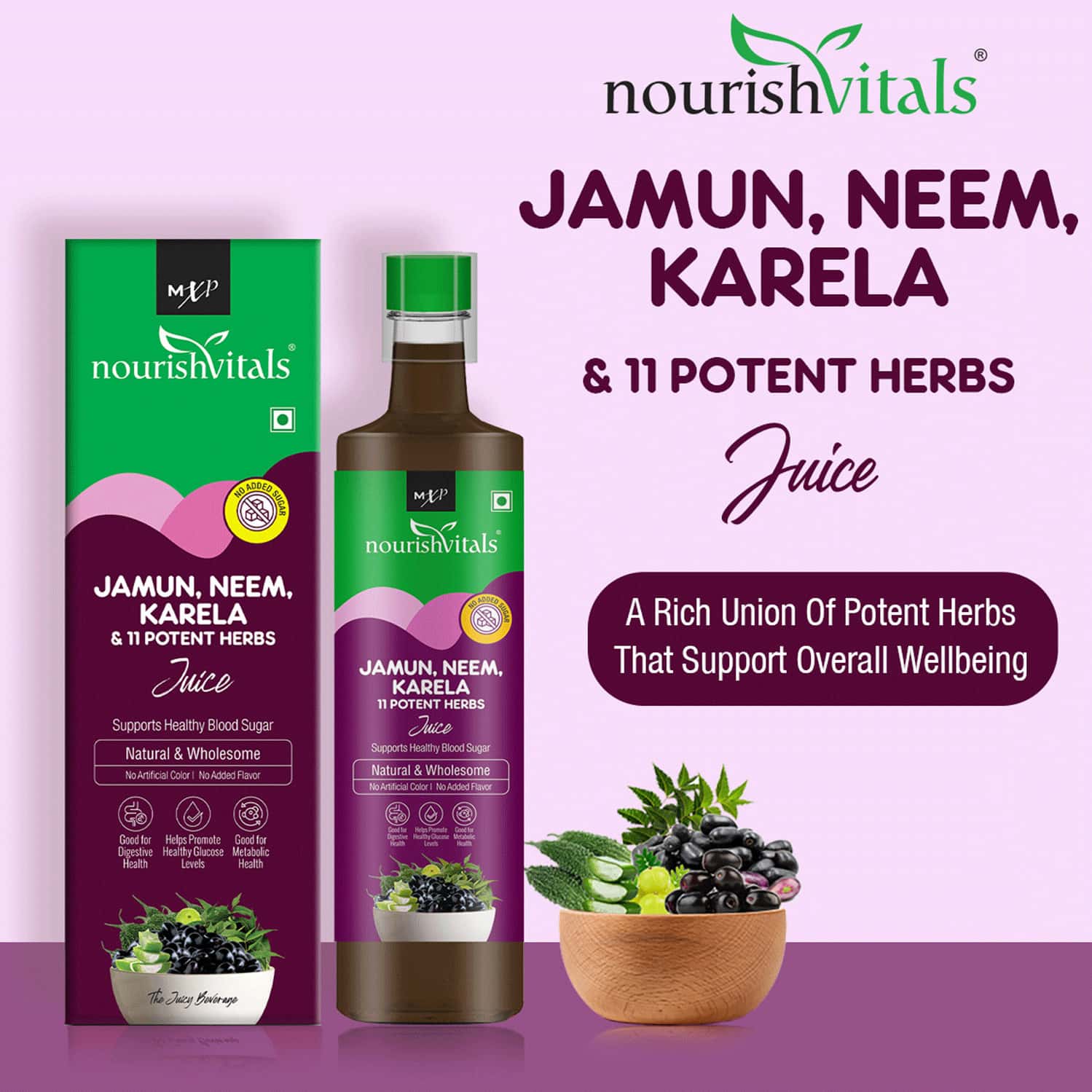Buy NOURISHVITALS JAMUN NEEM KARELA JUICE WITH 11 POTENT HERBS |NATURAL ...