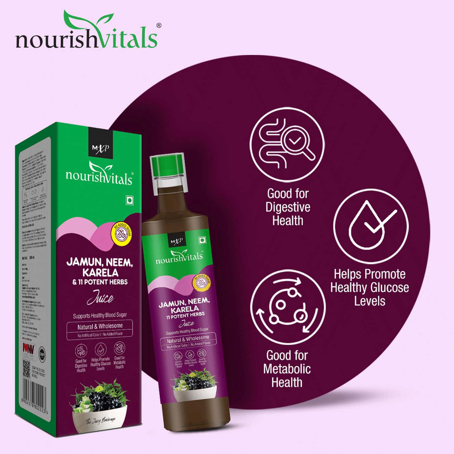 Buy NOURISHVITALS JAMUN NEEM KARELA JUICE WITH 11 POTENT HERBS |NATURAL ...