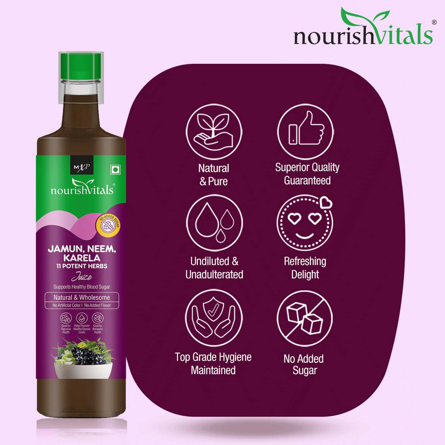 Buy NOURISHVITALS JAMUN NEEM KARELA JUICE WITH 11 POTENT HERBS |NATURAL ...