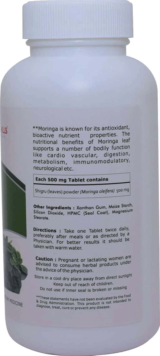 Buy HERBAL HILLS MORINGA TABLETS 500 MG 120 COUNT PACK OF 2 | MORINGA ...