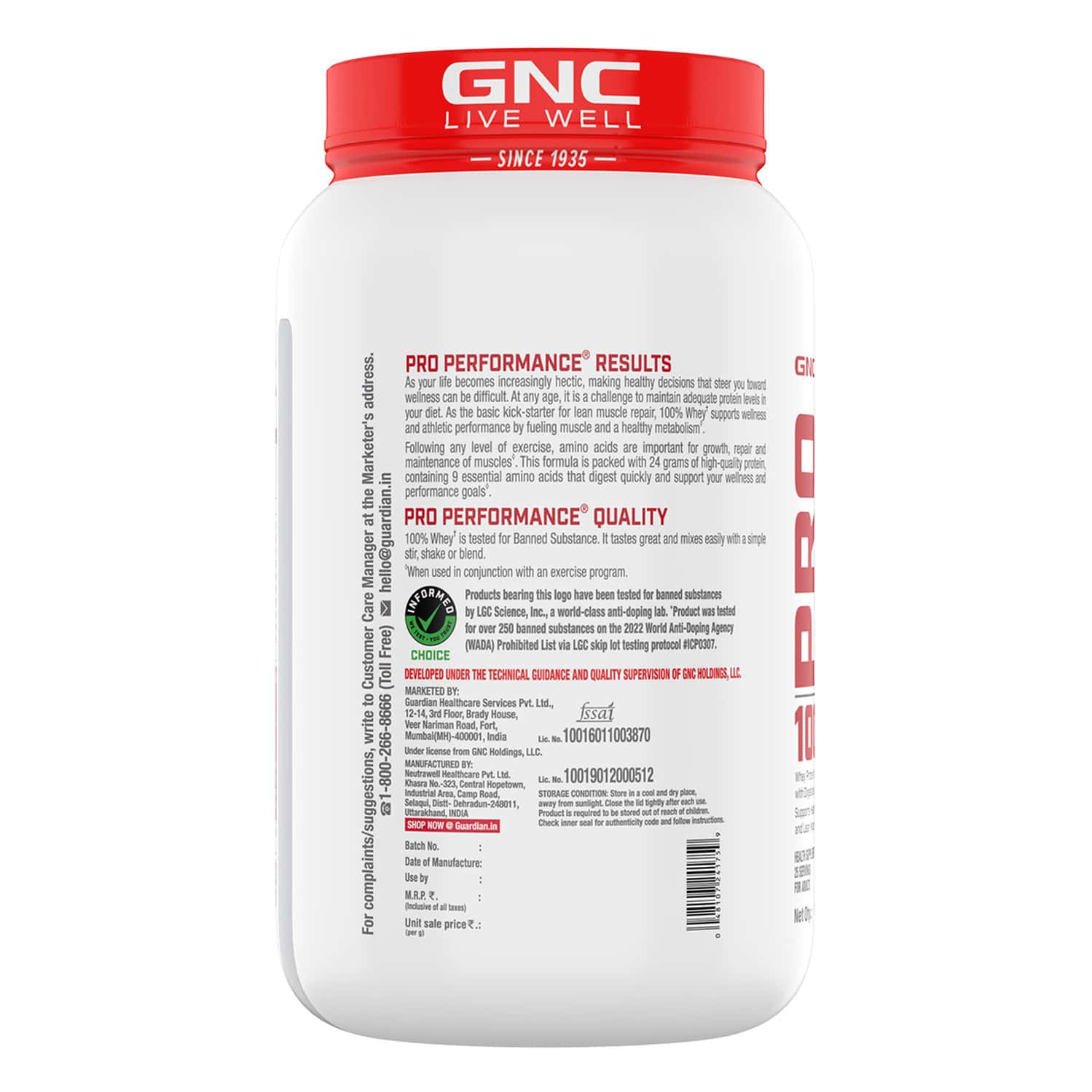 Buy GNC PRO PERFORMANCE 100% WHEY PROTEIN POWDER, 907 G | 24G PROTEIN ...