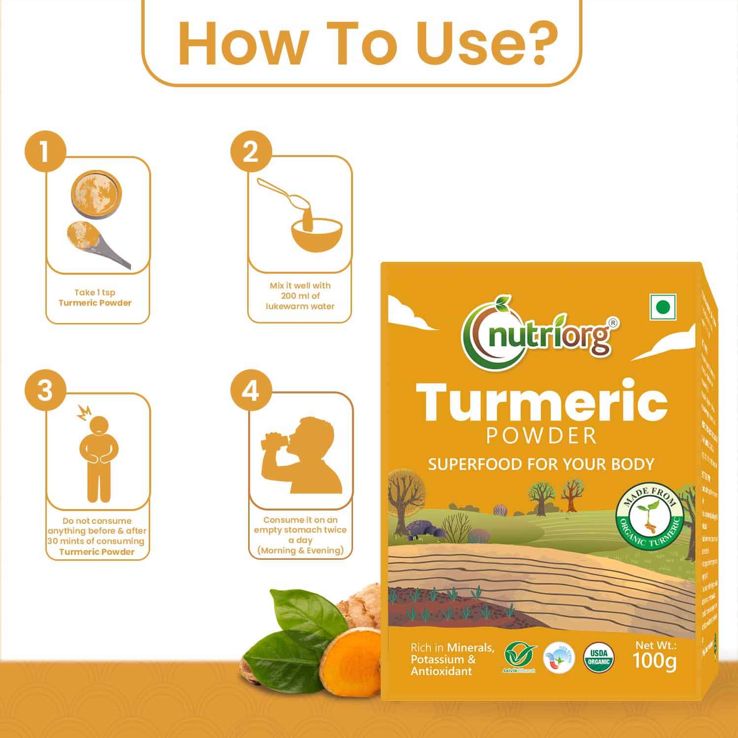 Buy NUTRIORG CERTIFIED ORGANIC TURMERIC POWDER 100G Online & Get Upto ...