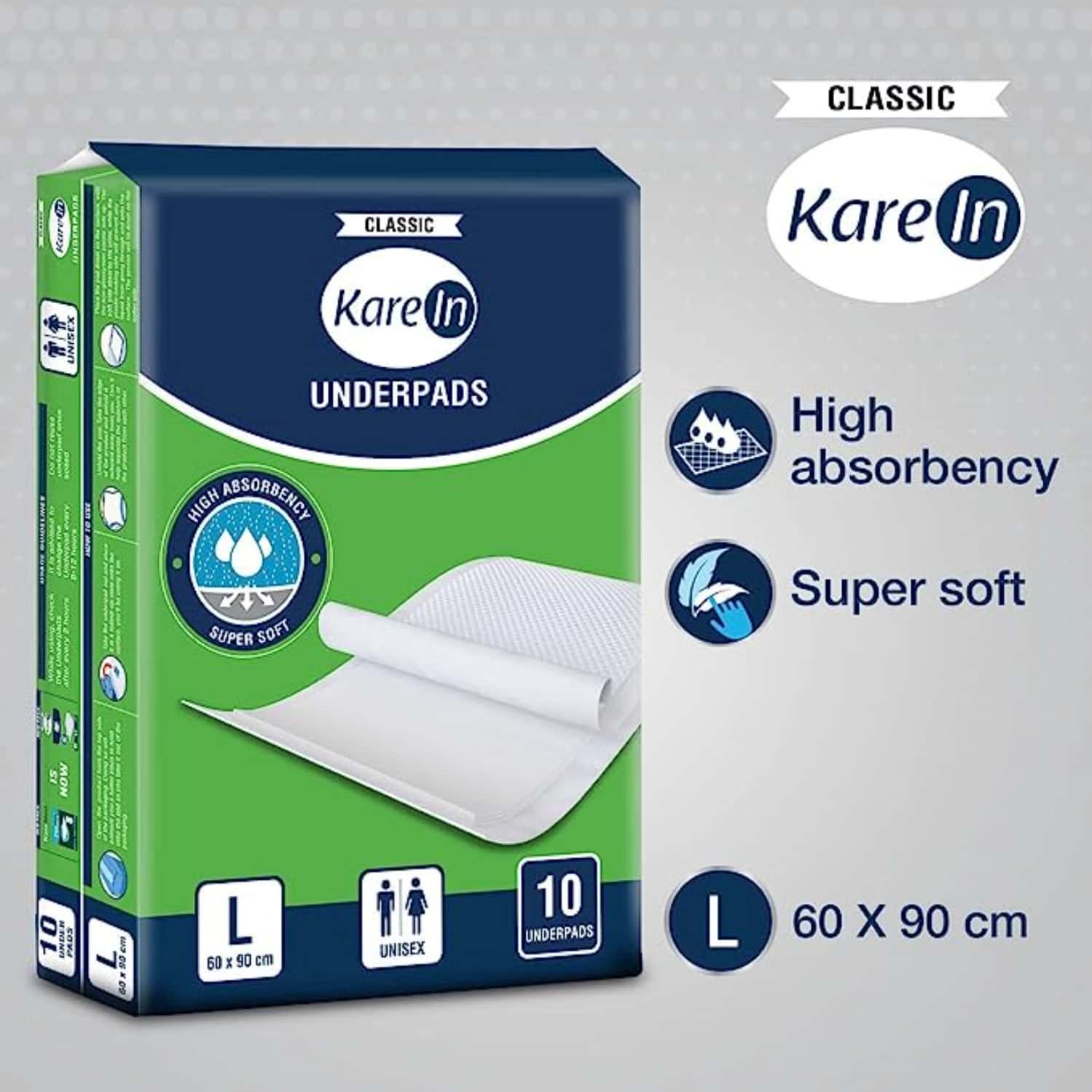Buy KARE IN CLASSIC HIGH ABSORBENCY UNDERPADS UNISEX LARGE(60-90CM ...