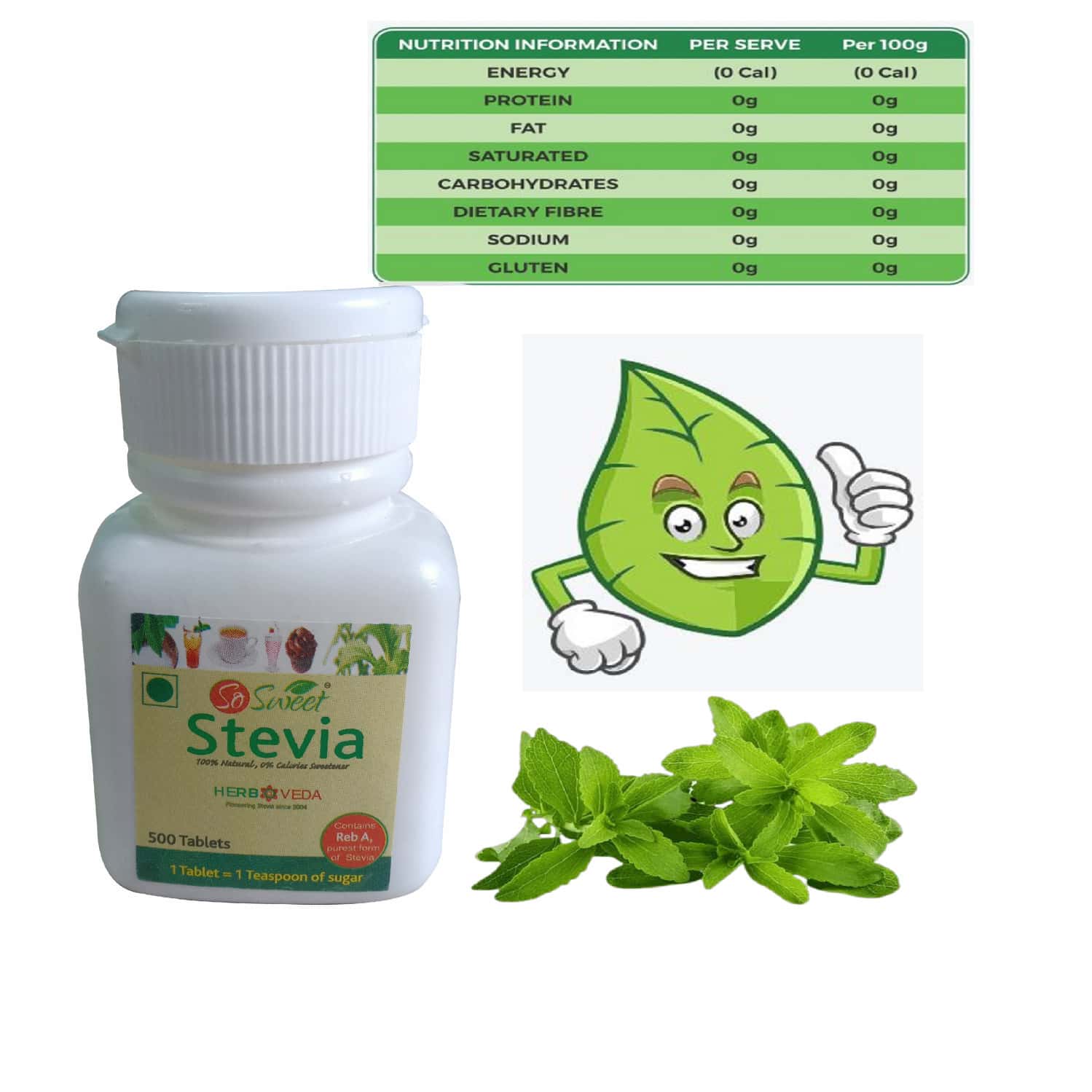 Buy SO SWEET STEVIA (500) TABLETS DISPENSER - SUGAR FREE (PACK OF 3 ...