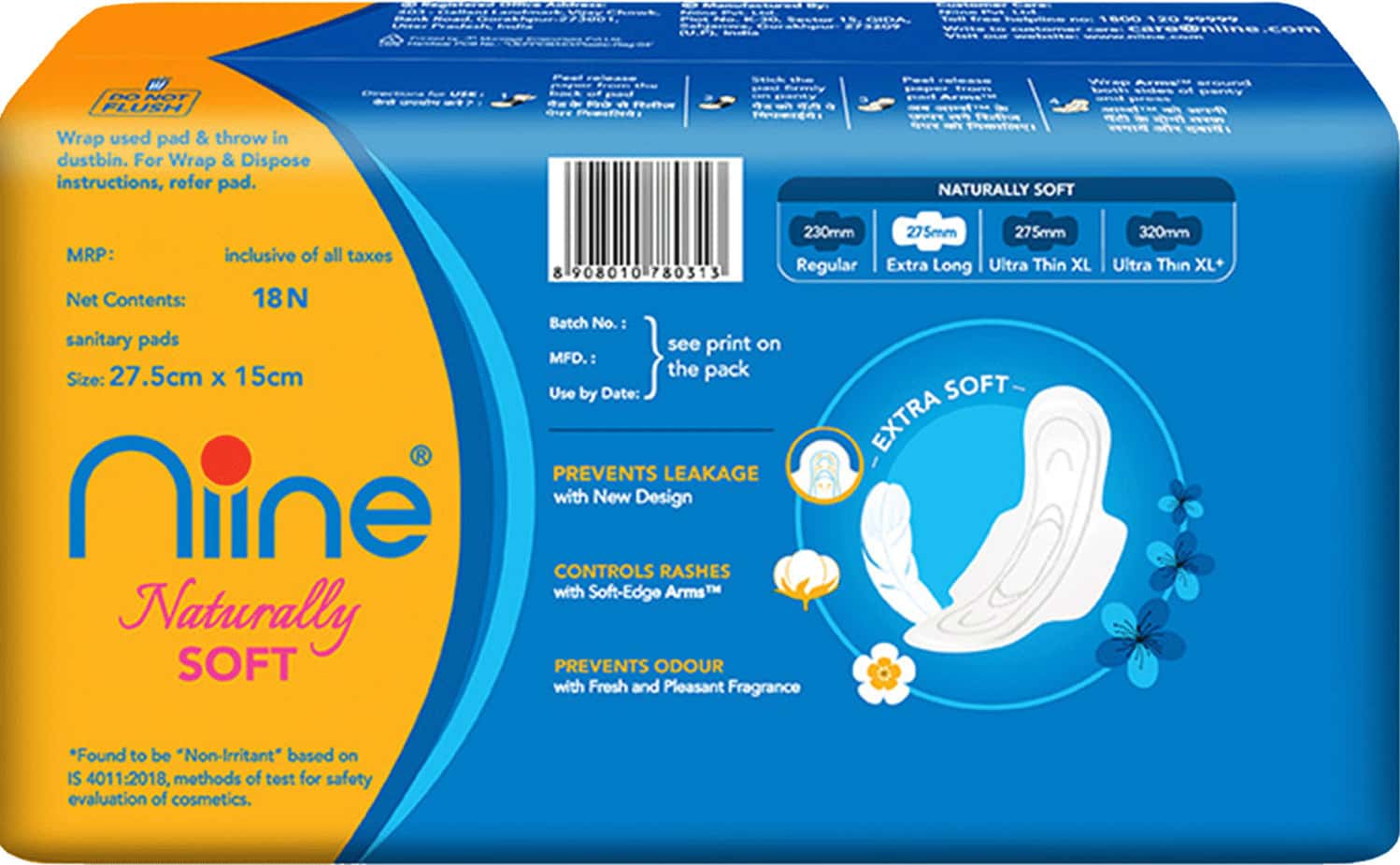 Buy NIINE NATURALLY SOFT REGULAR 18 SANITARY PADS Online & Get Upto 60% ...