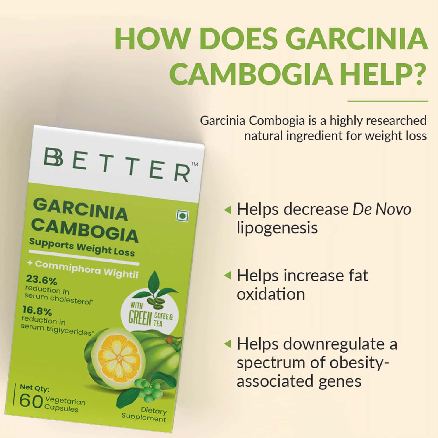 Buy BBETTER GARCINIA CAMBOGIA 60 VEG CAPSULES Online & Get Upto 60% OFF ...