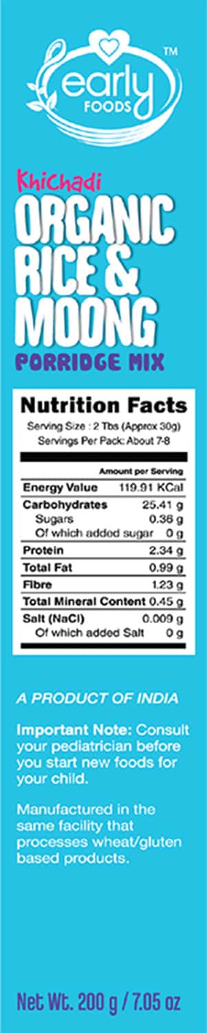 Buy EARLY FOODS ORGANIC RICE & MOONG KHICHDI MIX 200G Online & Get Upto ...