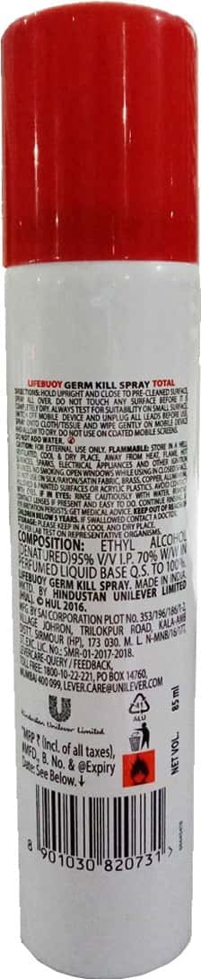 Buy LIFEBUOY ANTIBACTERIAL GERM KILL SPRAY (NO GAS) SAFE ON SKIN SAFE ...