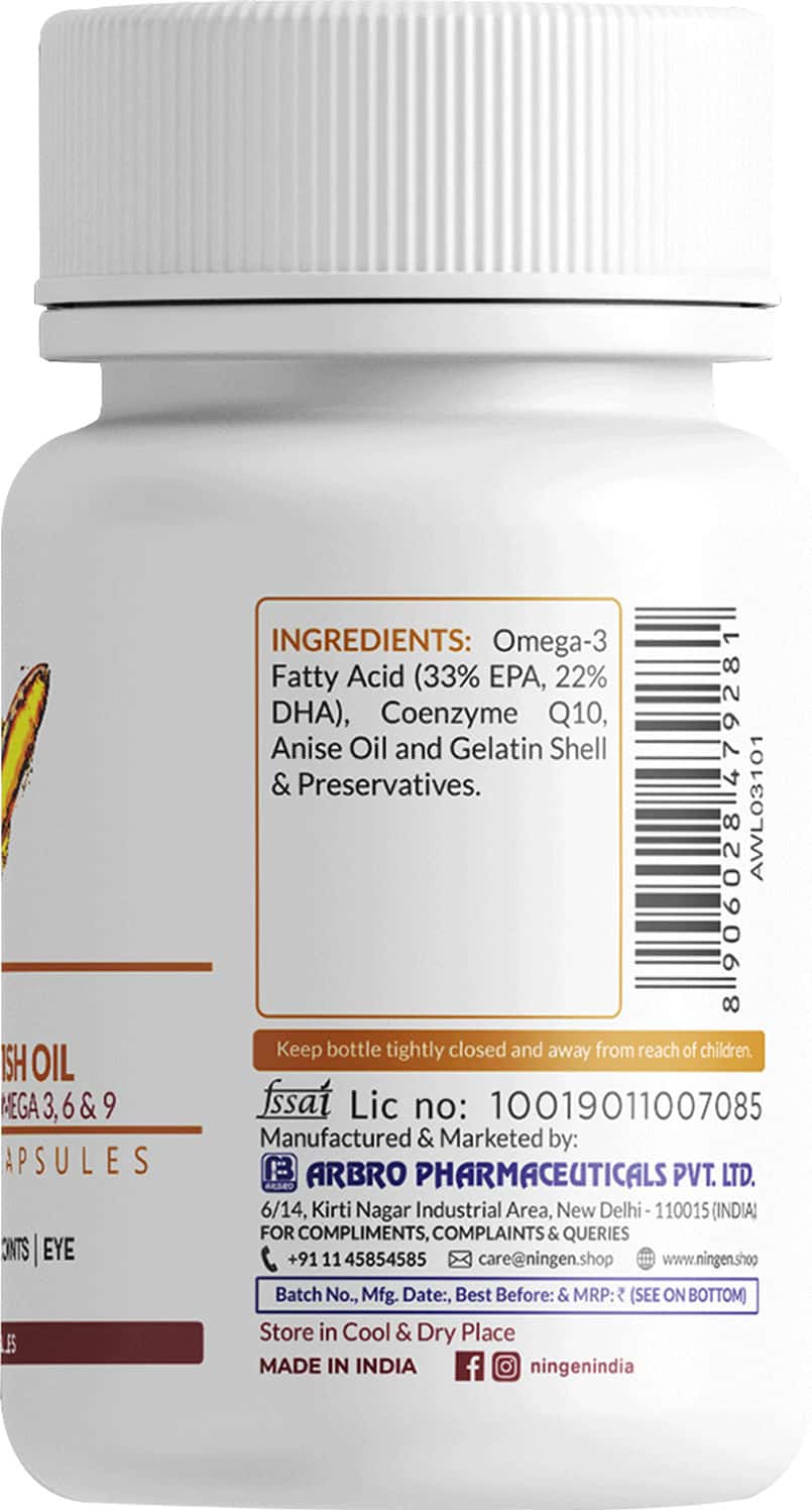 Buy NINGEN FISH OIL CAPSULES FOR EYES SKIN HEART HAIR - 30 NON-VEG ...