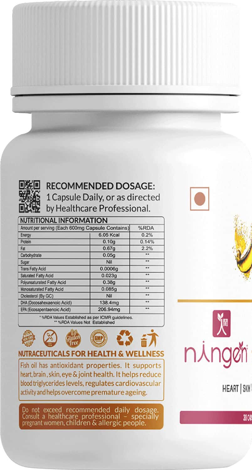 Buy NINGEN FISH OIL CAPSULES FOR EYES SKIN HEART HAIR - 30 NON-VEG ...
