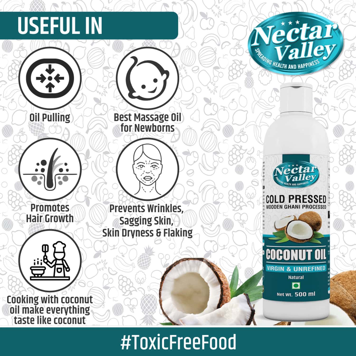 Buy NECTAR VALLEY COLD PRESSED VIRGIN COCONUT OIL | FOR SKIN HAIR ...