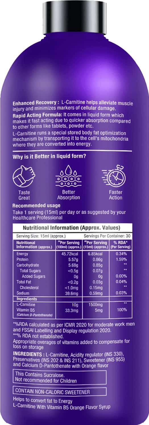 Buy MUSCLEXP LIQUID L-CARNITINE 1500 METABOLIC ENERGIZER NO ADDED SUGAR ...