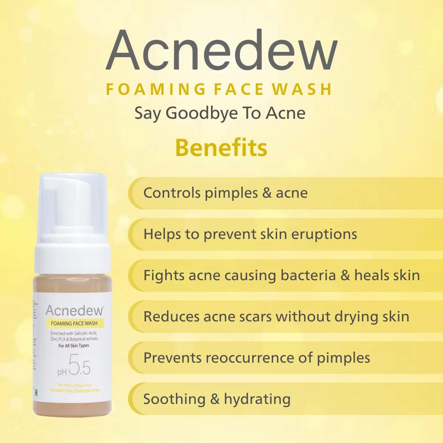 Buy ACNEDEW ANTIACNE & ANTIPIMPLE FOAMING FACE WASH 100 ML | SALICYLIC ...