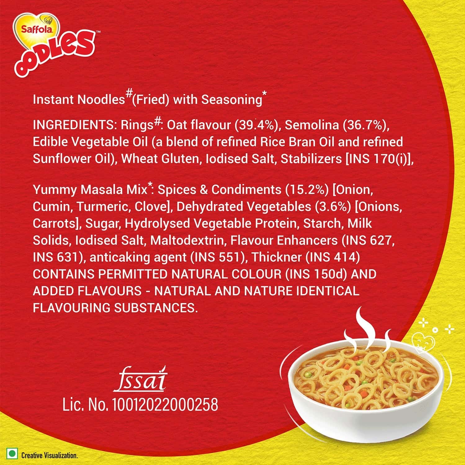 Buy SAFFOLA OODLES INSTANT NOODLES YUMMY MASALA FLAVOUR NO MAIDA 4 X ...