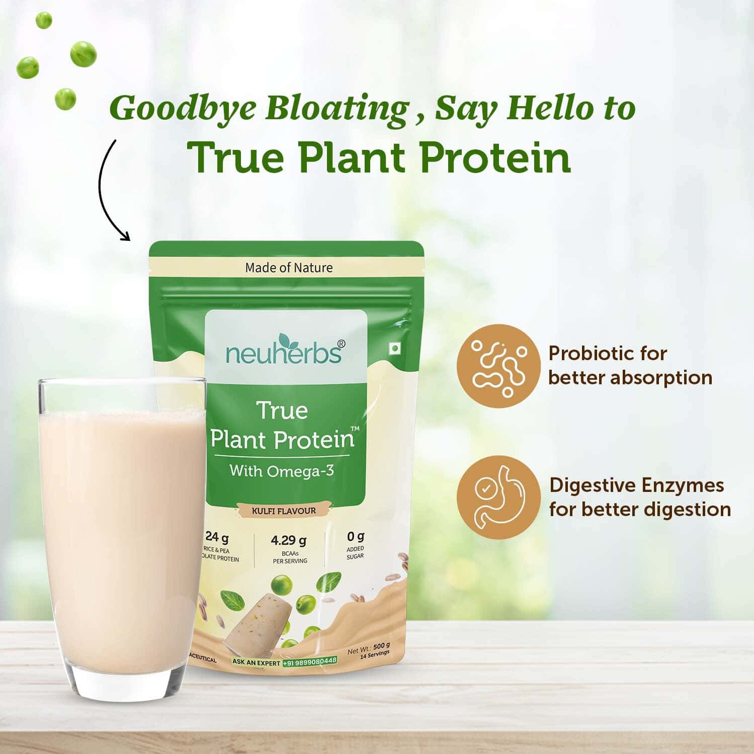 Buy NEUHERBS TRUE PLANT PROTEIN POWDER WITH OMEGA 3 (DIGESTIVE ENZYMES ...
