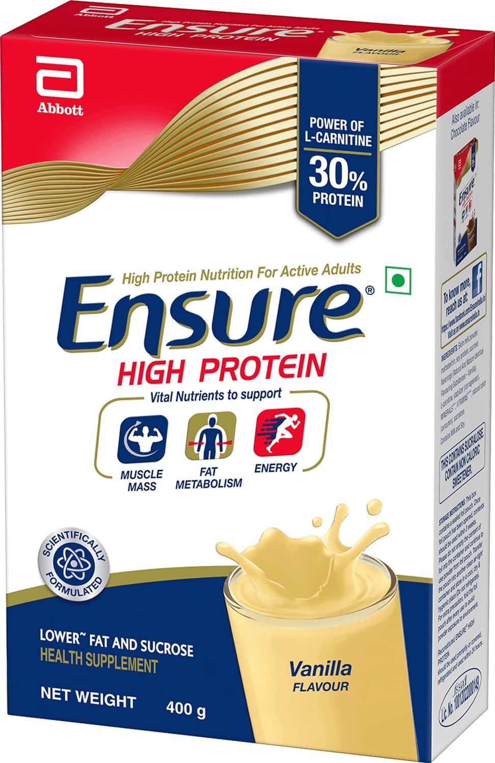 Buy ENSURE HIGH PROTEIN NUTRITION FOR ACTIVE ADULTS (VANILLA FLAVOUR ...
