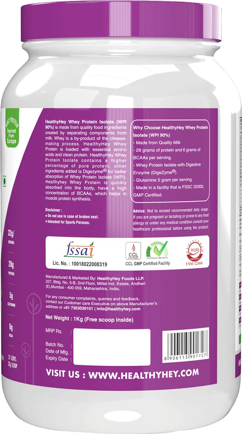 Buy HEALTHYHEY SPORTS ISO WHEY PROTEIN VANILLA FLAVOURED-WITH DIGESTIVE ...