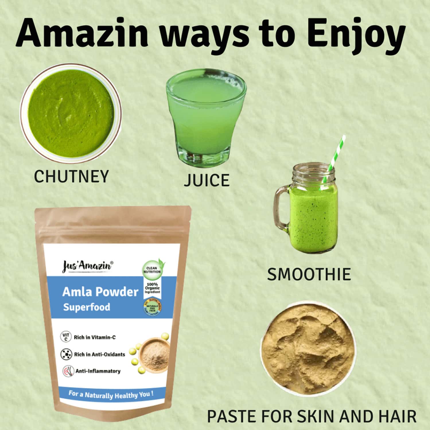 Buy JUS AMAZIN ORGANIC AMLA POWDER (500G) CLEAN NUTRITION SUPERFOOD ...
