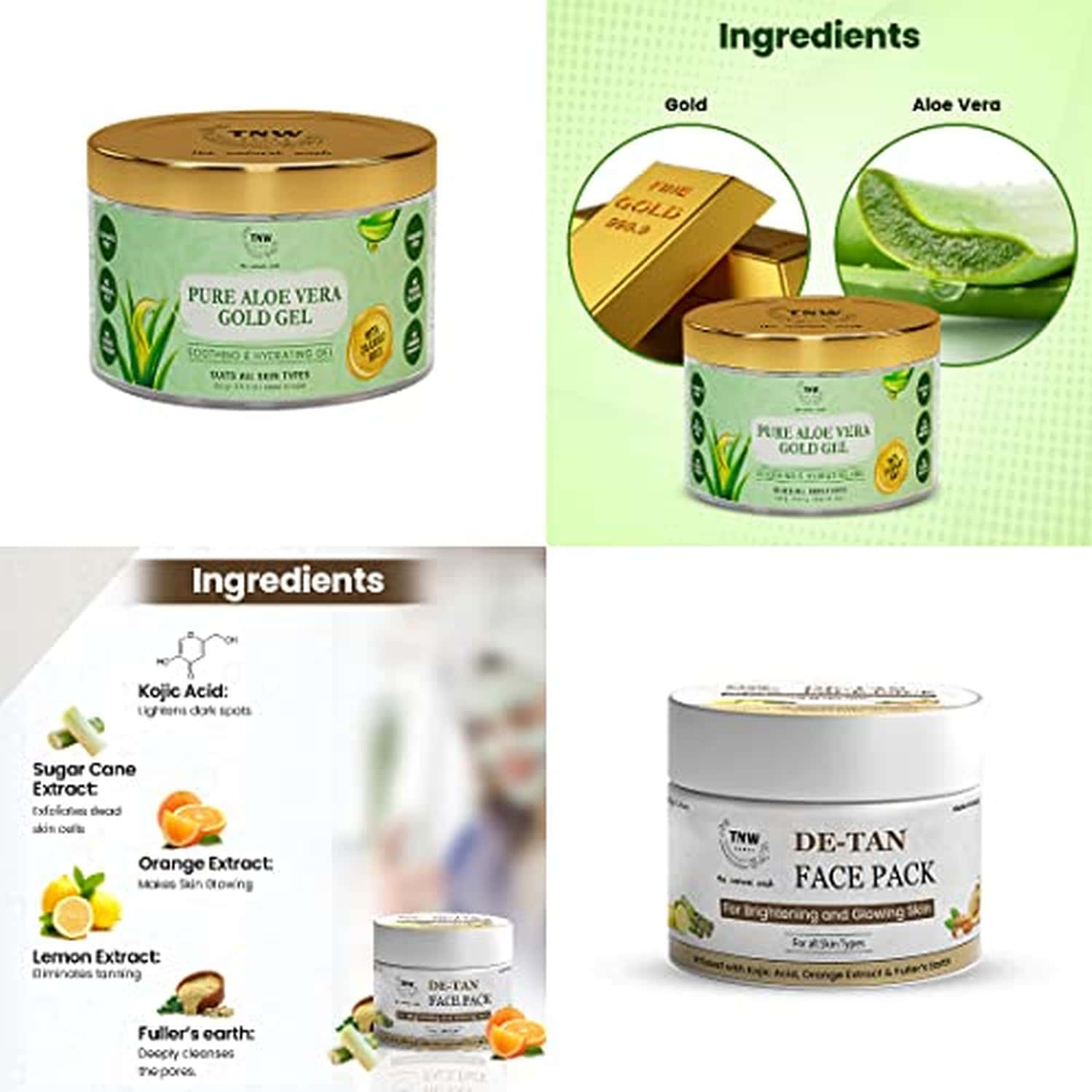 Buy TNW-THE NATURAL WASH DE-TAN FACE PACK & PURE ALOE VERA GOLD GEL FOR TAN-FREE & GLOWING SKIN ...