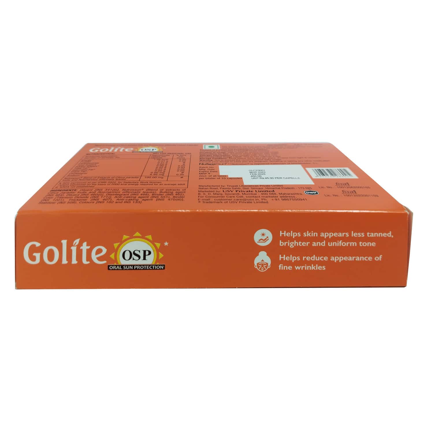 Buy GOLITE OSP ORAL SUN PROTECTION CAPSULES - STRIP OF 10 CAPSULES X 3N ...