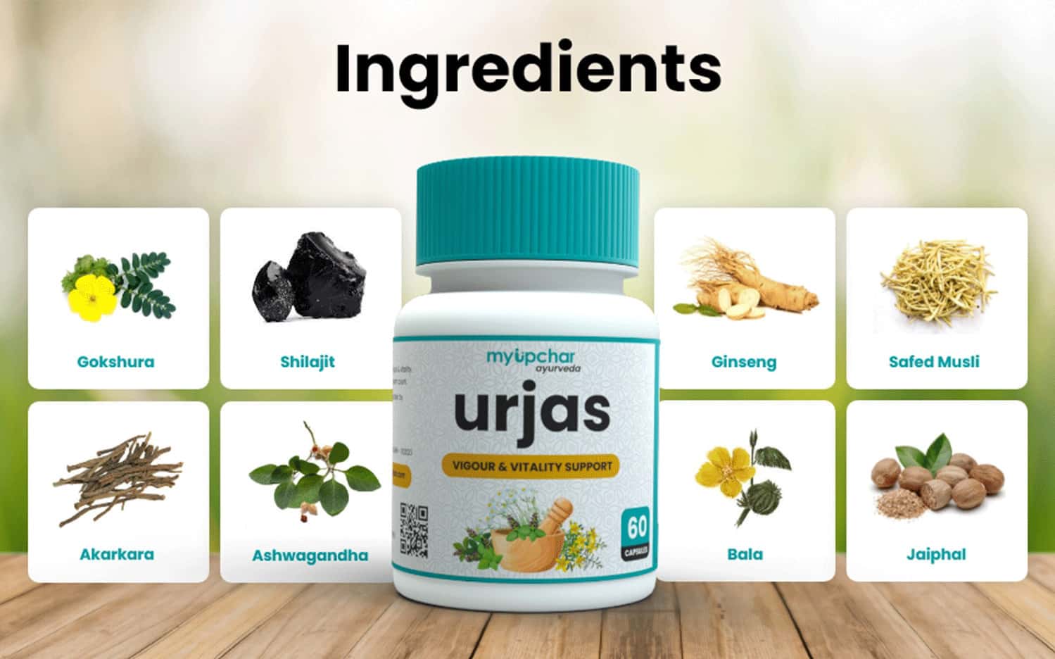 Buy MYUPCHAR AYURVEDA URJAS CAPSULE FOR VIGOUR & VITALITY SUPPORT ...