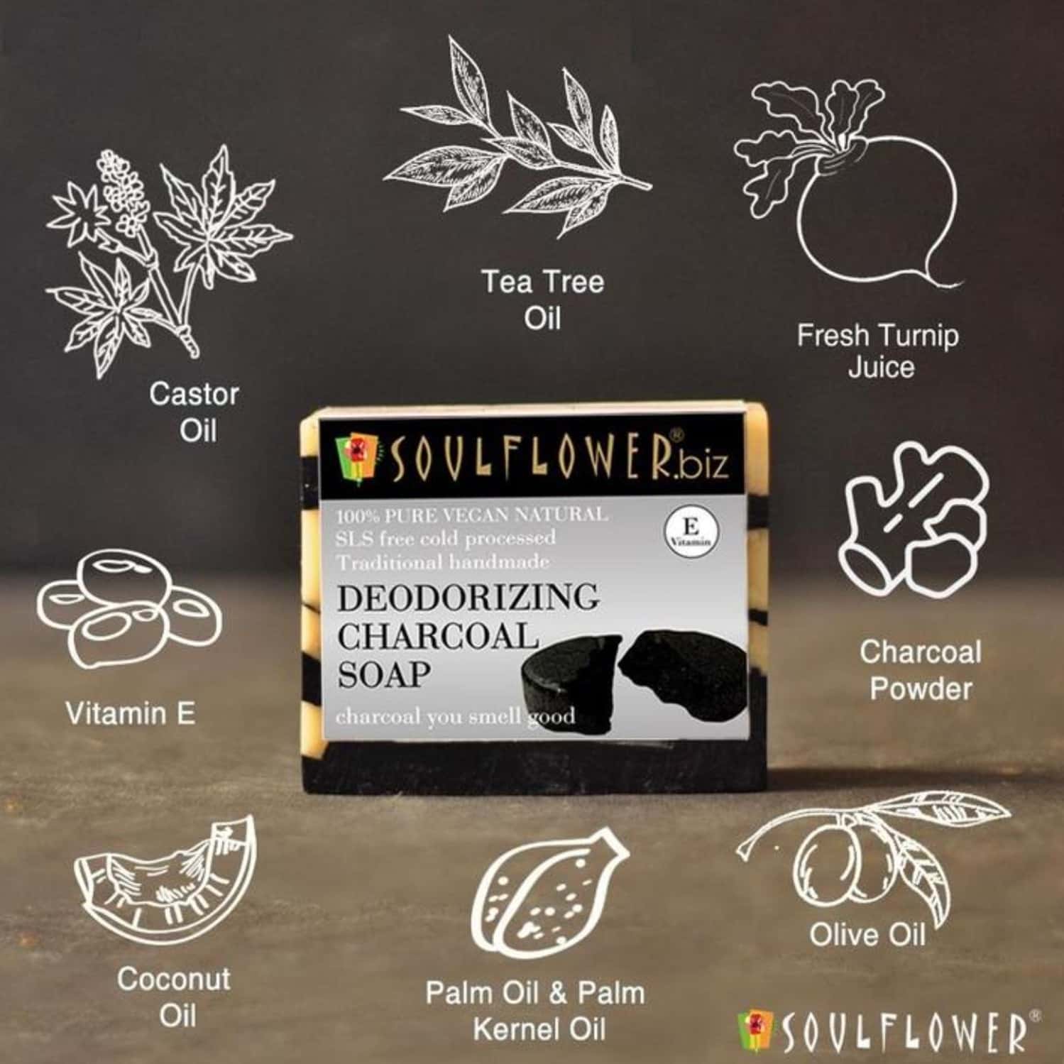 Buy SOULFLOWER DEODORIZING CHARCOAL SOAP 150GM Online & Get Upto 60% ...