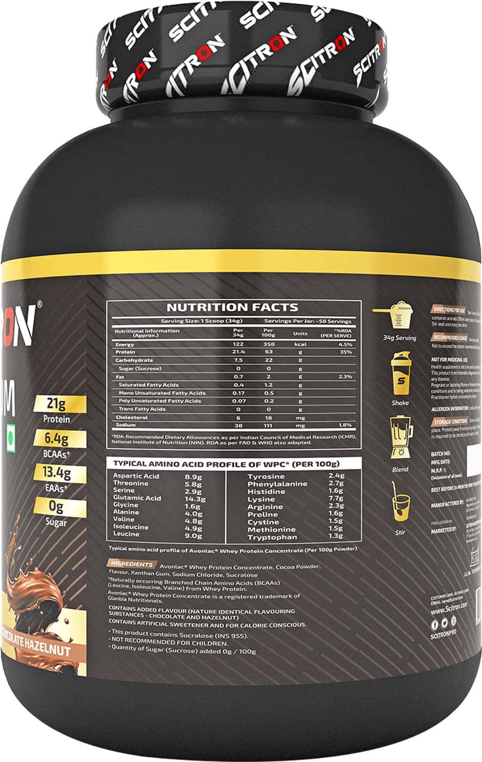 Buy SCITRON NITRO SERIES PREMIUM WHEY - 2KG (CHOCOLATE HAZELNUT) Online ...