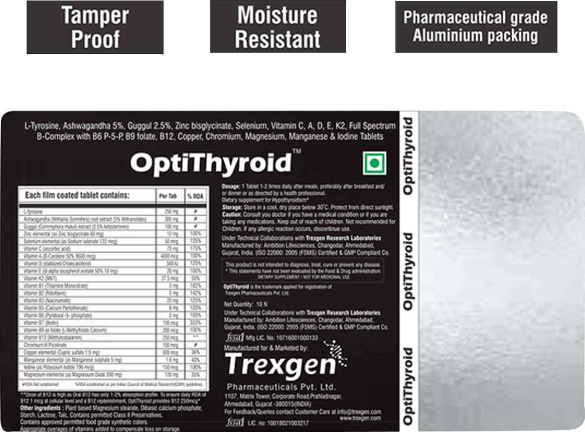 Buy TREXGEN OPTI-THYROID UNDERACTIVE THYROID FUNCTION TABLETS - 30 TABLETS Online & Get Upto 60% ...