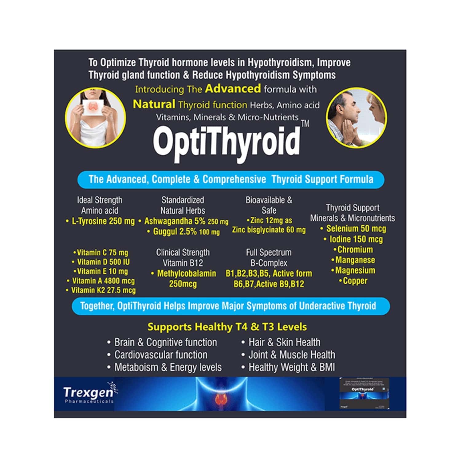 Buy TREXGEN OPTI-THYROID UNDERACTIVE THYROID FUNCTION TABLETS - 30 ...