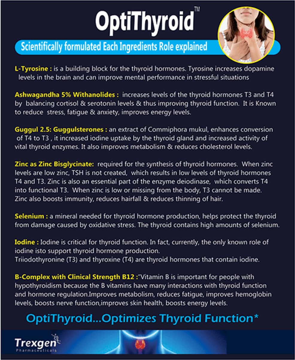 Buy TREXGEN OPTI-THYROID UNDERACTIVE THYROID FUNCTION TABLETS - 30 TABLETS Online & Get Upto 60% ...