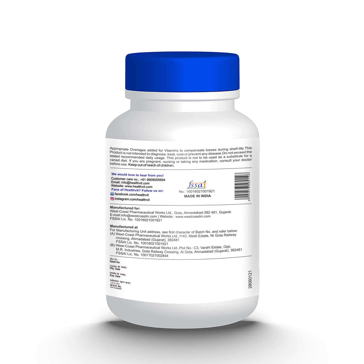 Buy HEALTHVIT CALVITAN - D CALCIUM VITAMIN D & CHONDROITIN 60 TABLET ...
