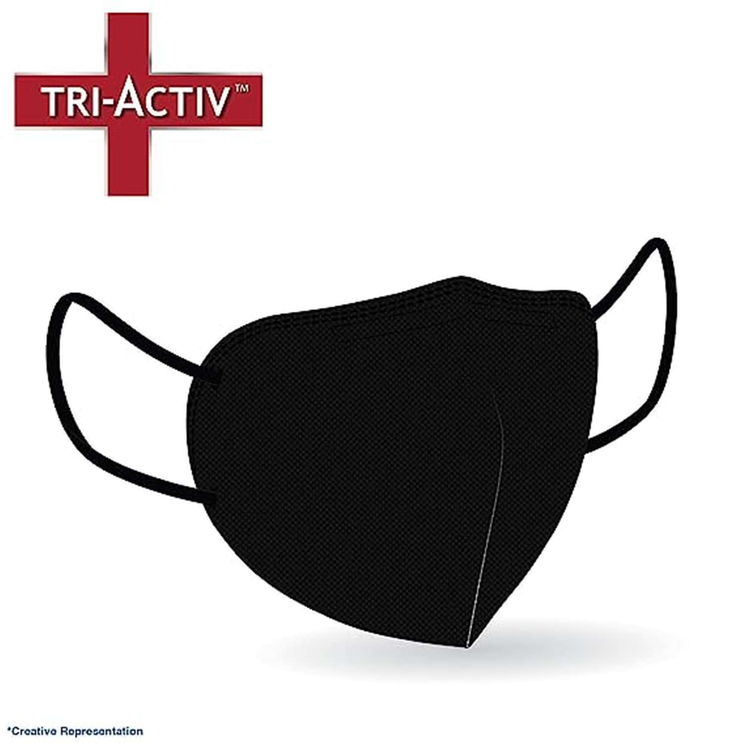 Buy TRI-ACTIV 6 LAYER PROTECTIVE FACE MASKS, PM2.5 / N95 BLACK MASK ...