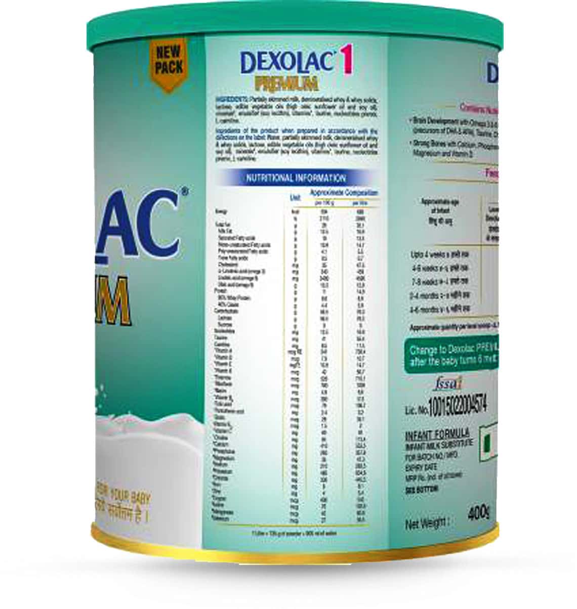 Buy DEXOLAC PREMIUM STAGE 1 INFANT FORMULA (UPTO 6 MONTHS) TIN OF 400 G ...