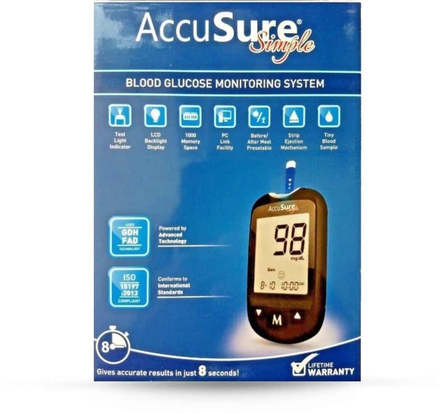 Buy ACCUSURE LIFE BLOOD GLUCOSE METRE | WITH 25 TEST STRIPS Online ...
