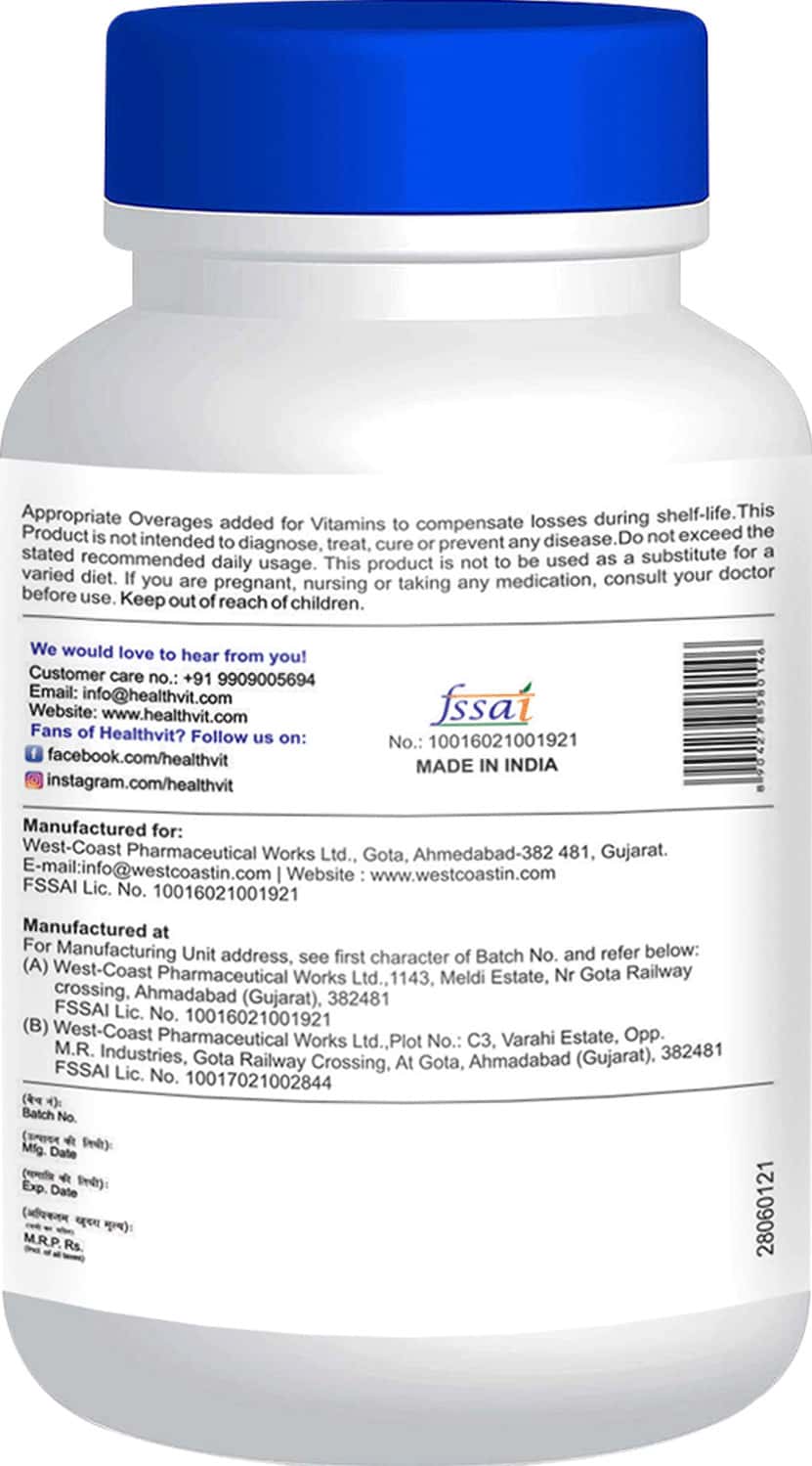 Buy HEALTHVIT CALVITAN-D CALCIUM AND VITAMIN D 60 TABLETS PACK OF 2 ...