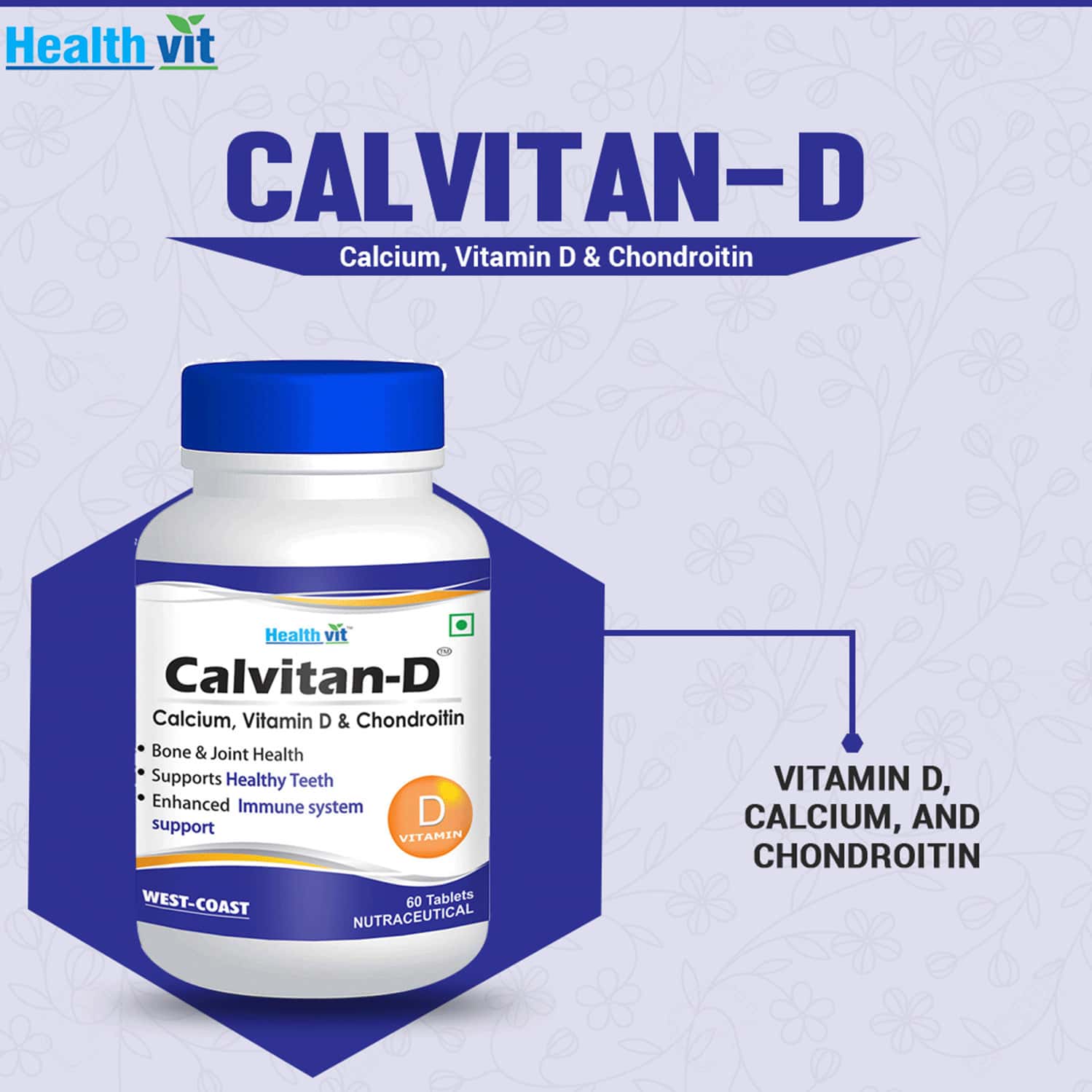 Buy HEALTHVIT CALVITAN-D CALCIUM AND VITAMIN D 60 TABLETS PACK OF 2 ...