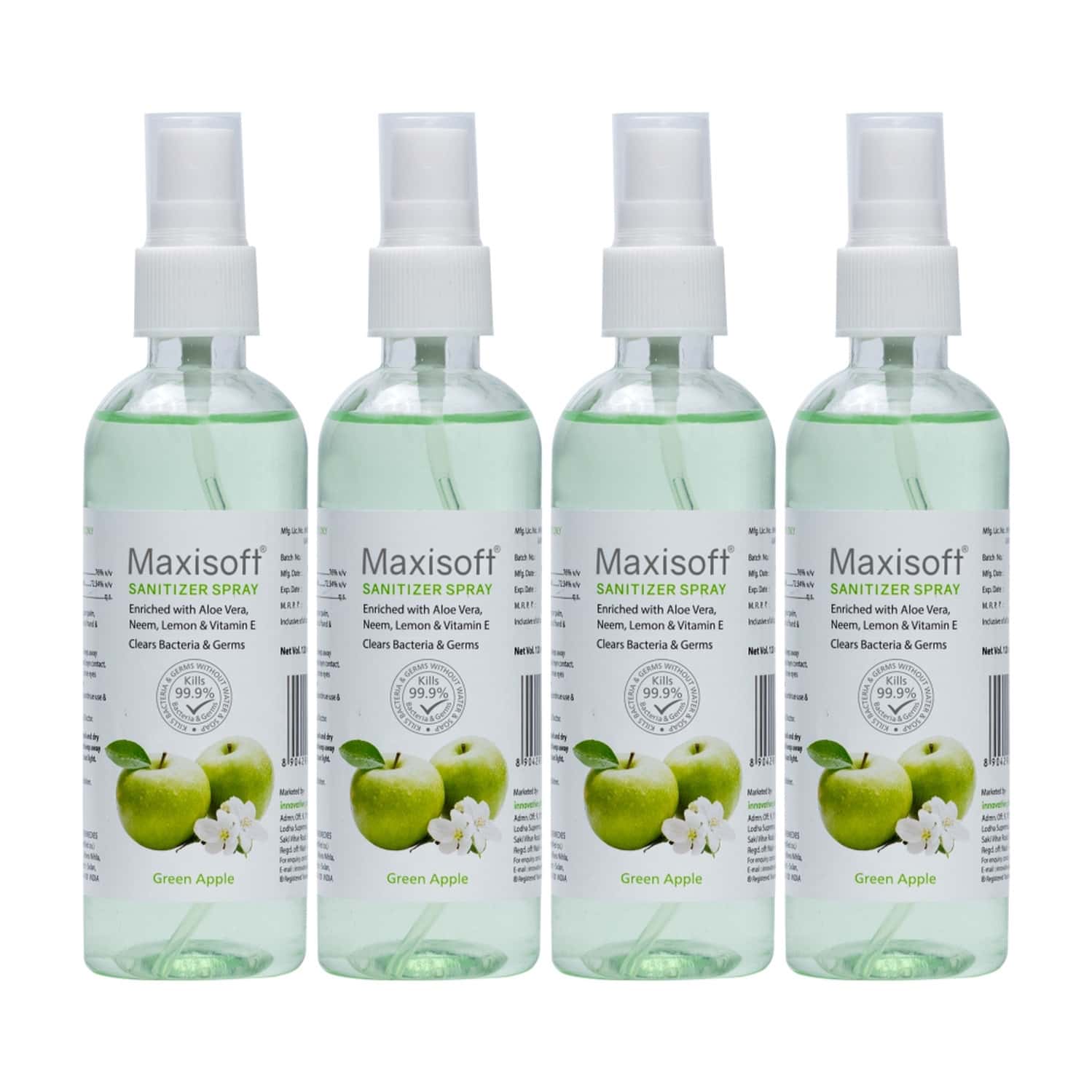 Buy MAXISOFT HAND SANITIZER SPRAY (GREEN APPLE) (120 ML - PACK OF 12 ...