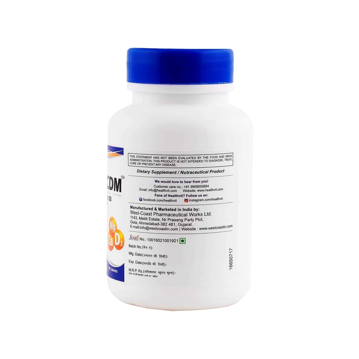 Buy Healthvit Cal-Vitan-Cdm Calcium Vitamin D3 Magnesium - 60 Tablets ...