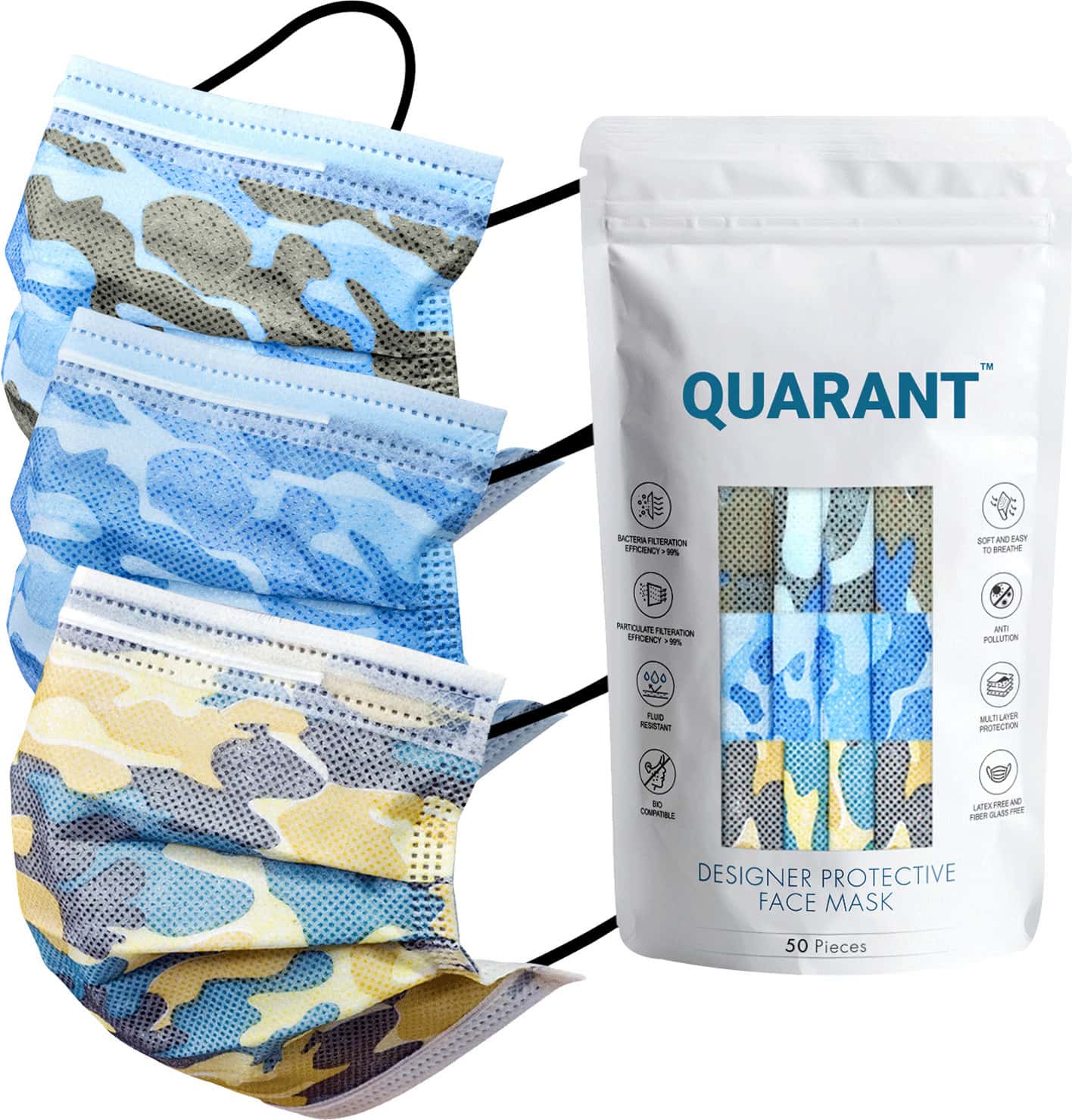 Buy QUARANT 3 PLY TIE ON SURGICAL FACE MASK WITH ADJUSTABLE NOSE PIN ...