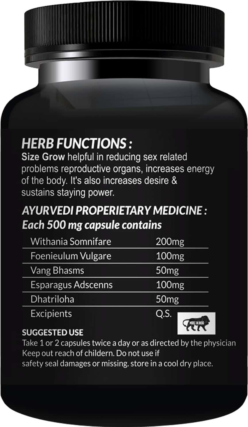 Buy SIZE GROW HERBAL CAPSULES FOR BOOST YOUR SEXUAL STAMINA (30 ...