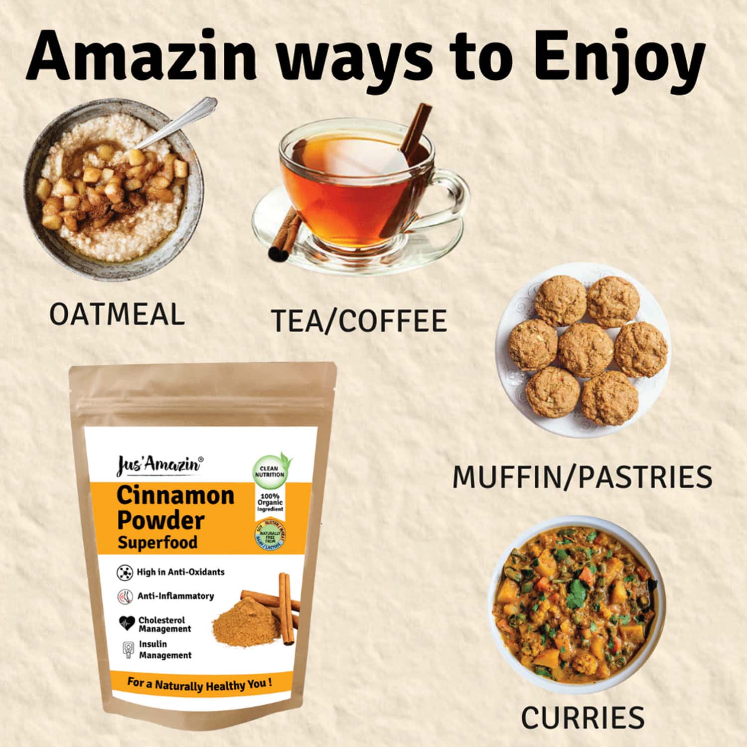 Buy JUS AMAZIN ORGANIC CINNAMON POWDER (200G) CLEAN NUTRITION SUPERFOOD ...