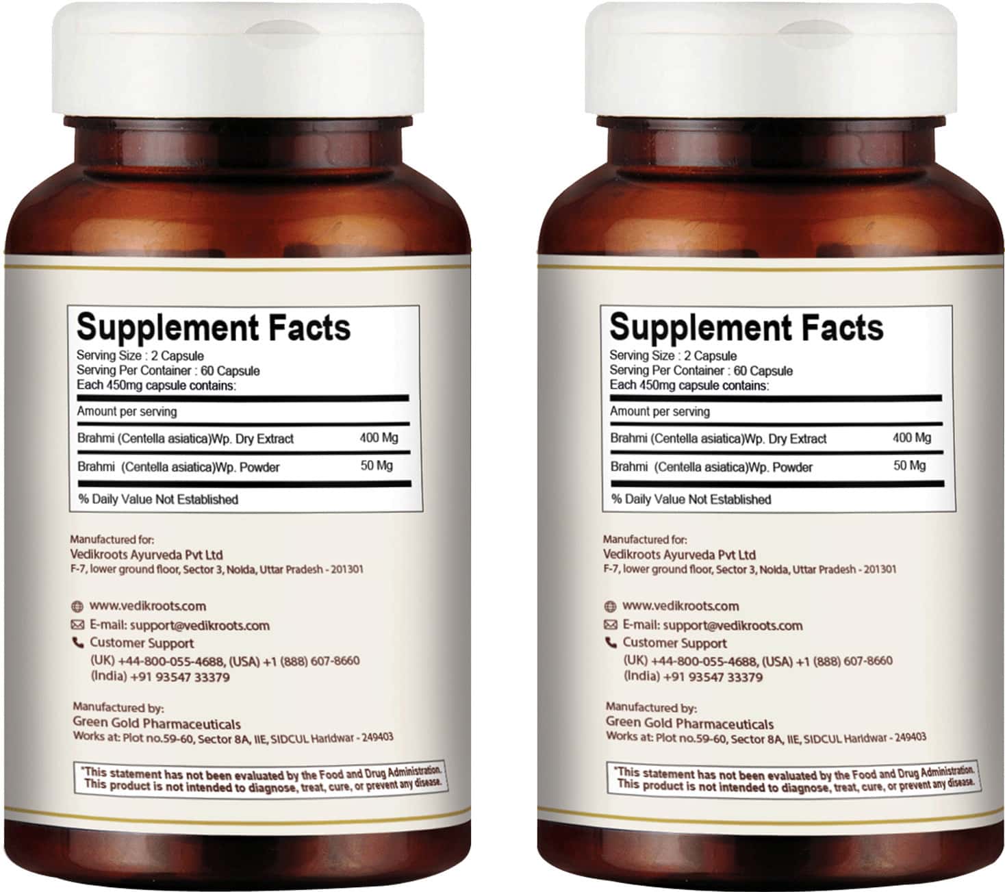 Buy VEDIKROOTS BRAHMI (BACOPA MONNIERI) PURE EXTRACT 450 MG 60 VEG ...