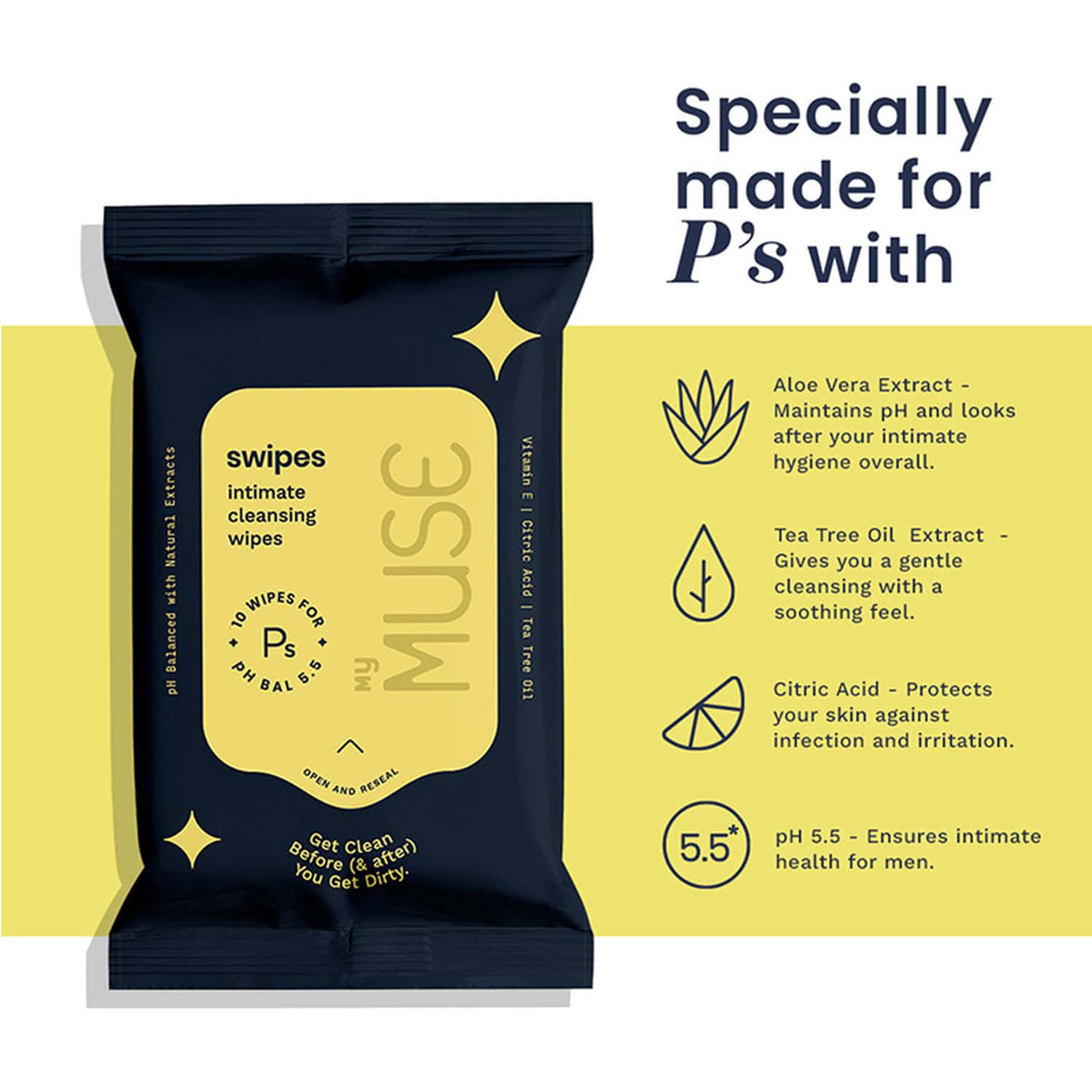 Buy MYMUSE SWIPE FOR MEN (40 WIPES) PACK OF 4 P'S Online & Get Upto 60% ...