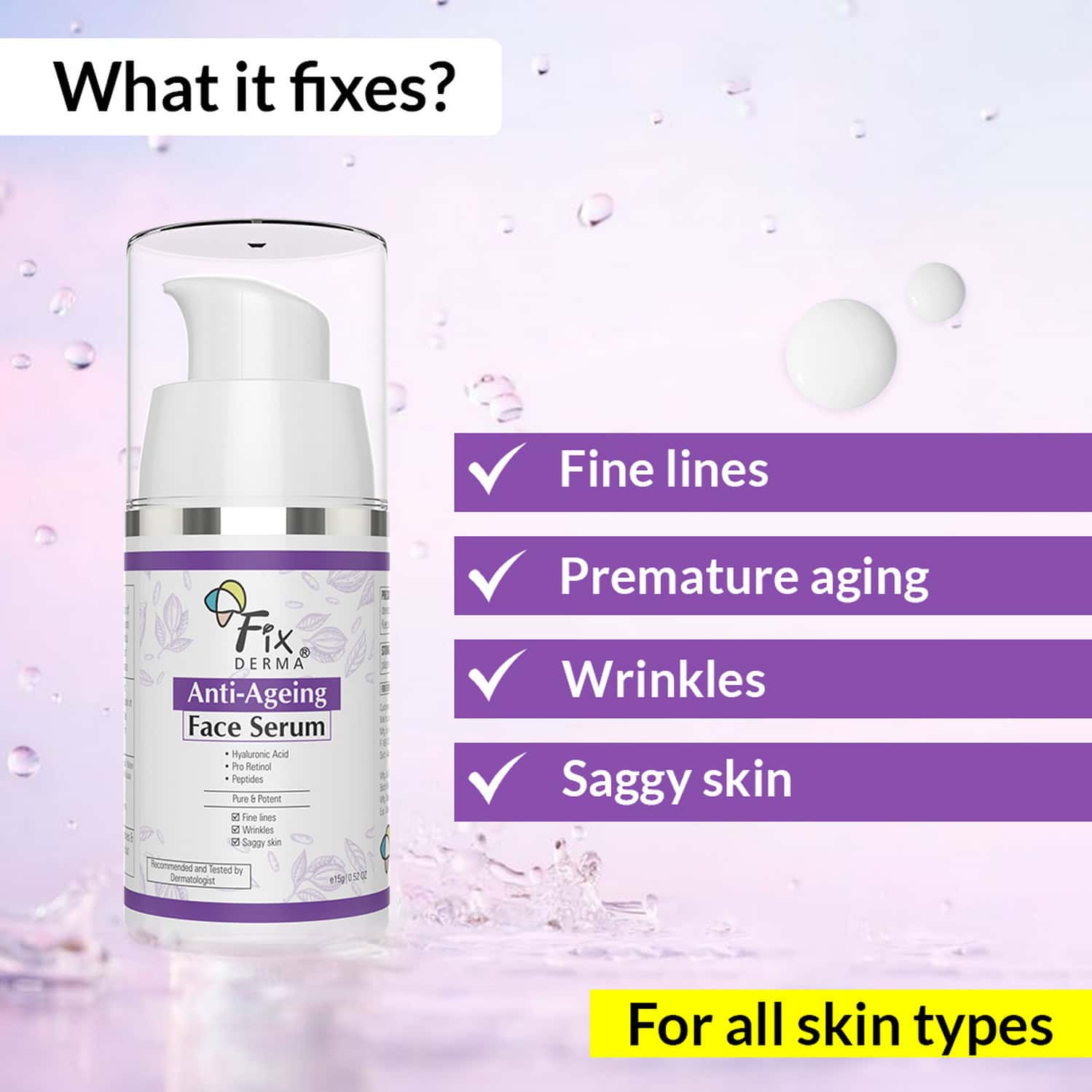 Buy FIXDERMA ANTI AGEING FACE SERUM WITH HYALURONIC ACID - 15 G Online ...