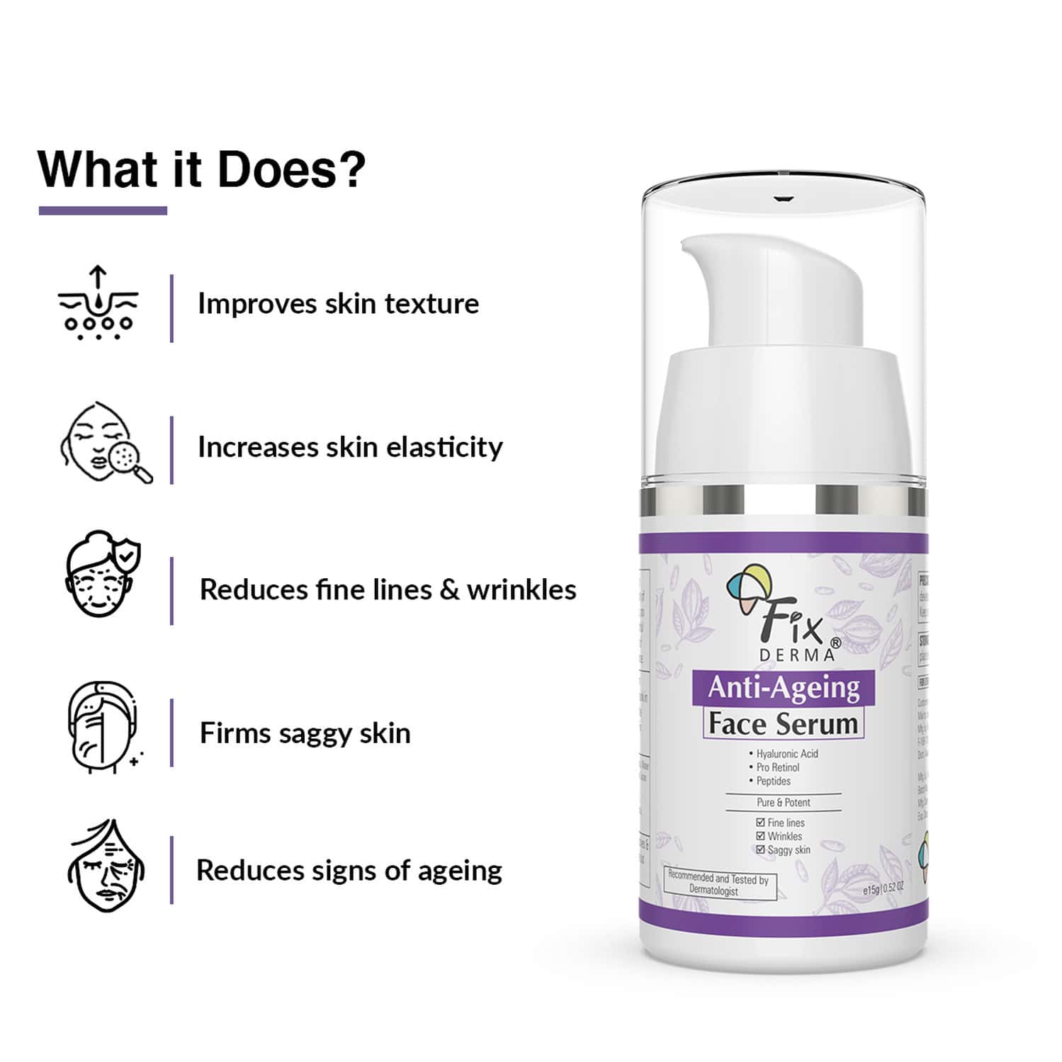 Buy FIXDERMA ANTI AGEING FACE SERUM WITH HYALURONIC ACID - 15 G Online ...