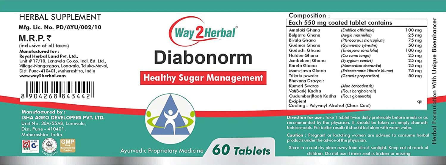 Buy WAY2HERBAL DIABO NORM 550MG - 60 TABLETS Online & Get Upto 60% OFF ...