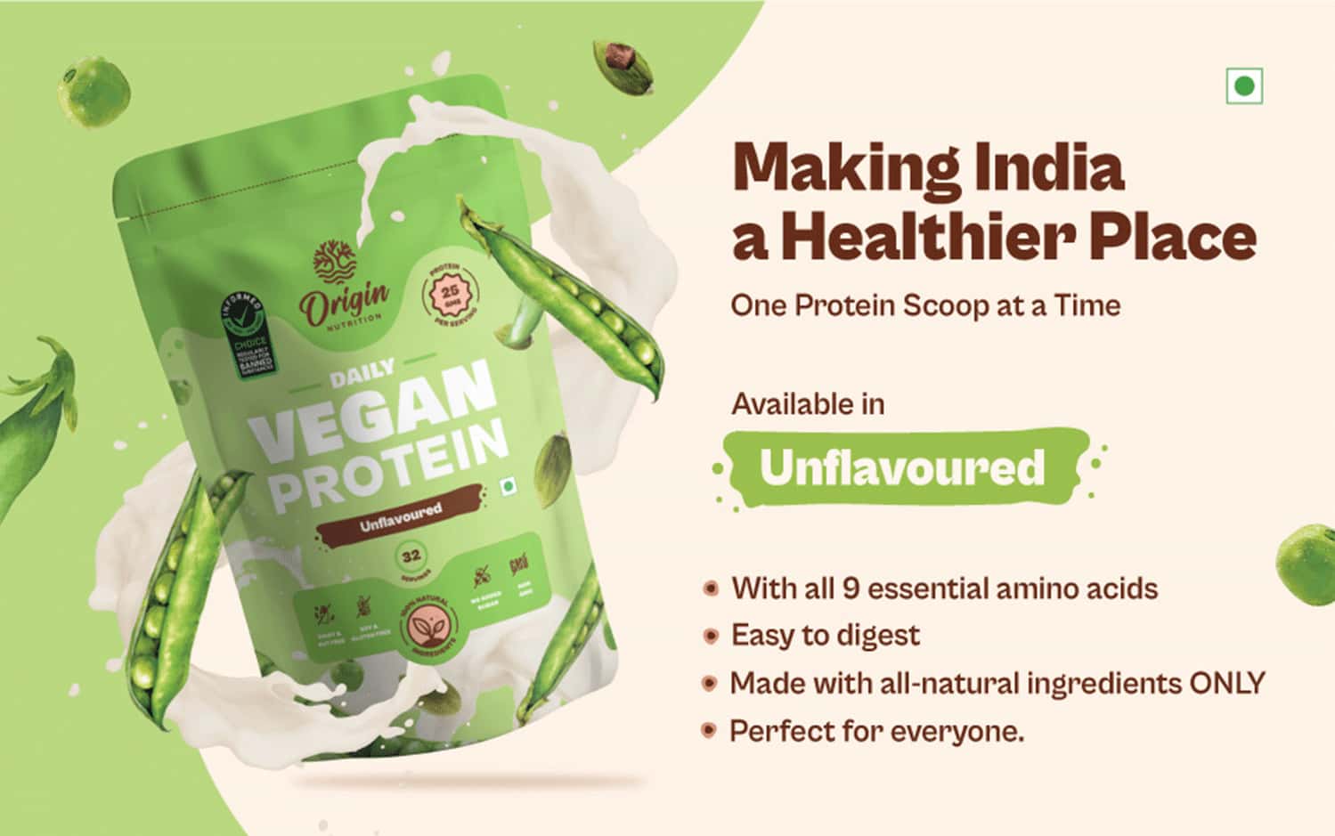 Buy ORIGIN NUTRITION 100% NATURAL VEGAN PLANT PROTEIN POWDER 1KG ...